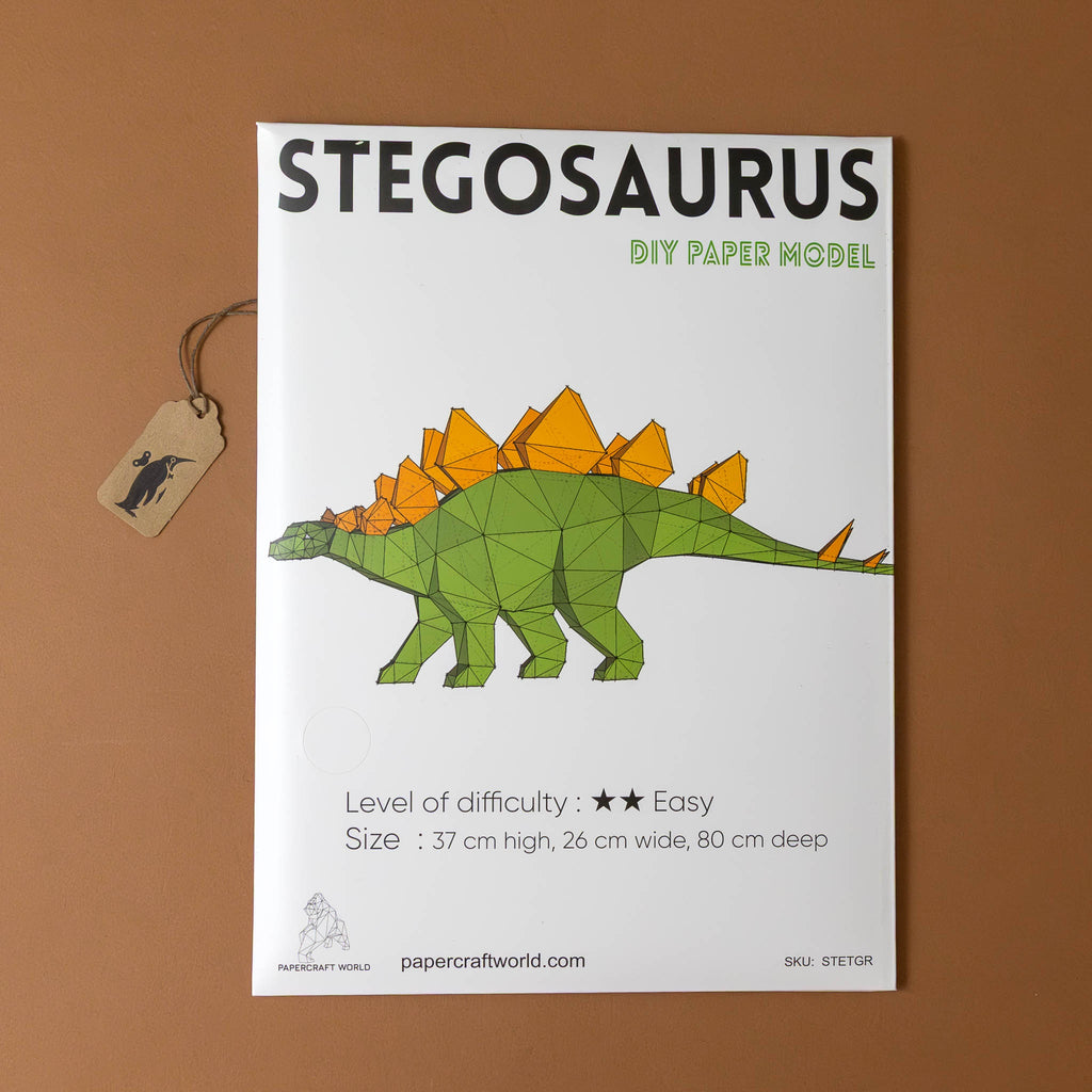 Build Your Own 3-D Origami Stegosaurus Model Kit