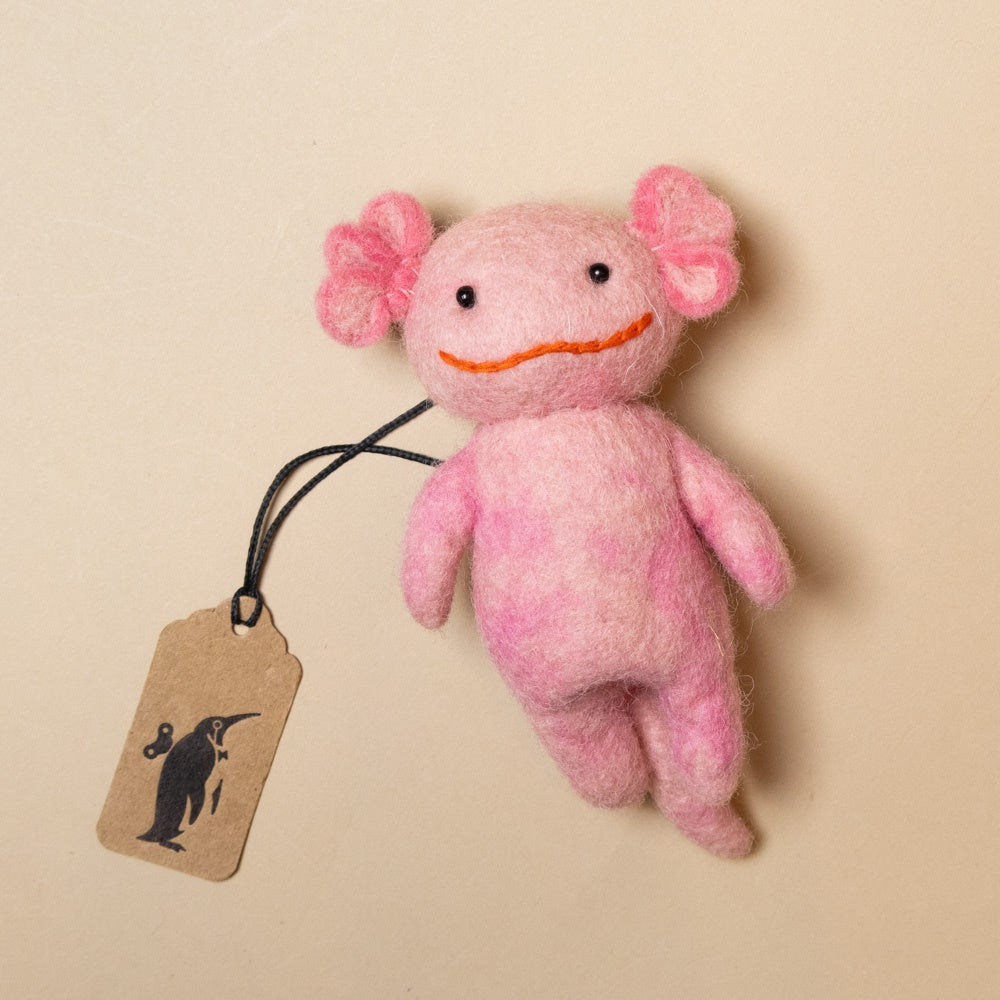 Felted Axolotl Finger Puppet