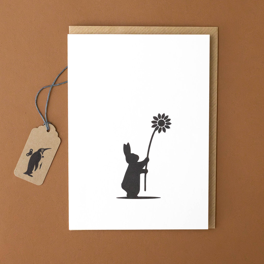 Flower Giving Rabbit Greeting Card