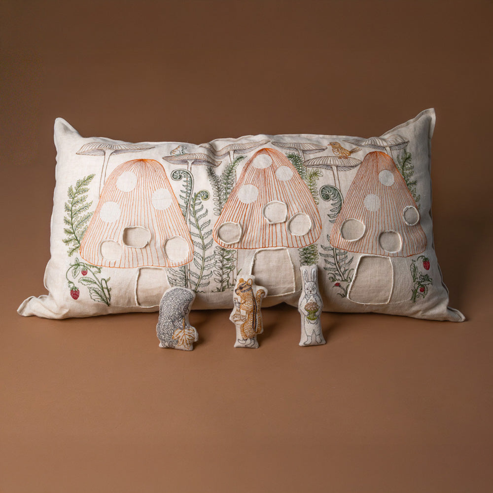 Embroidered Pocket Pillow | Mushroom Forest