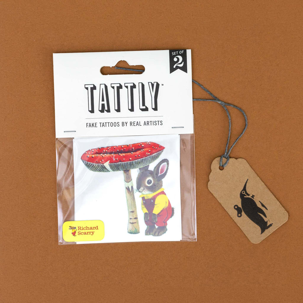 Toadstool Bunny Temporary Tattoo Pair