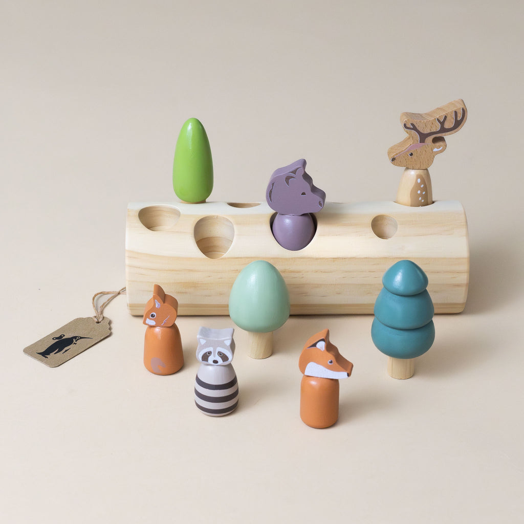 Wooden Forest Friends & the Log Play Set