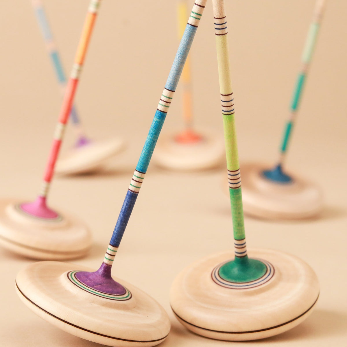 wooden spinning tops
