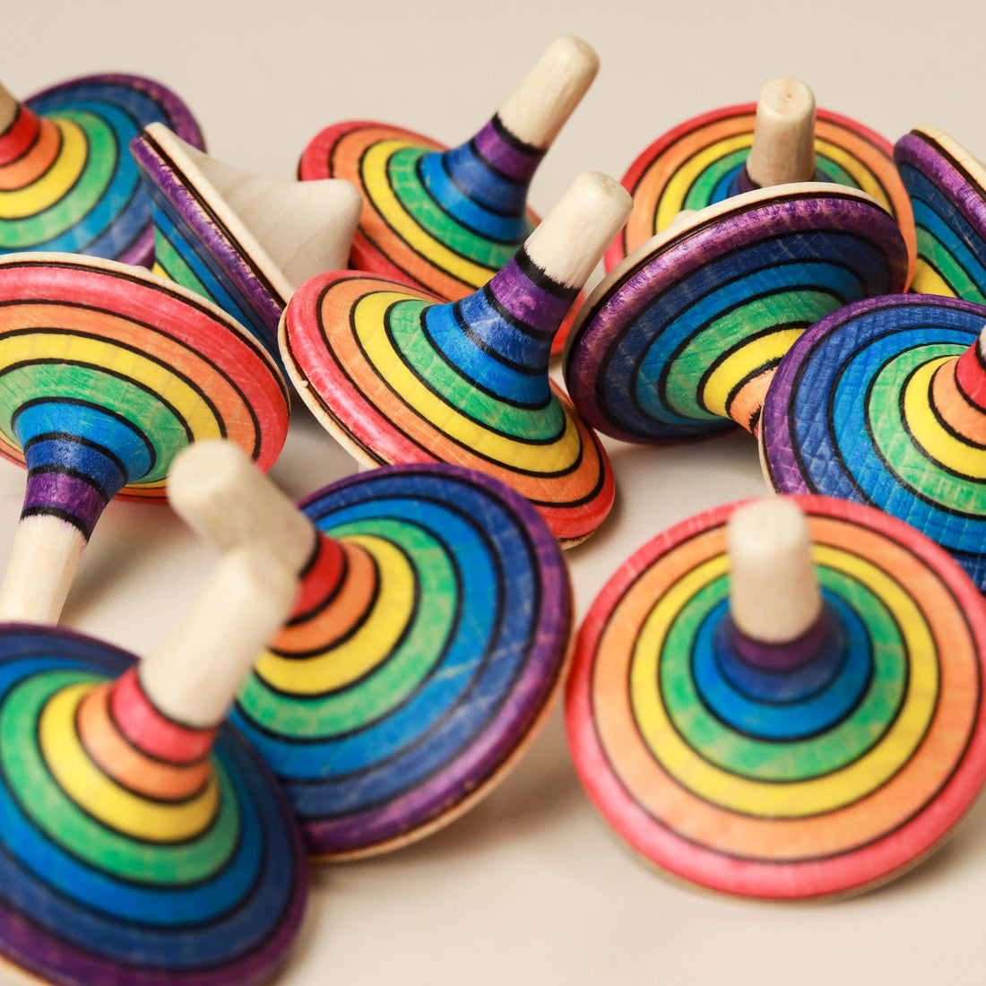 wooden spinning tops