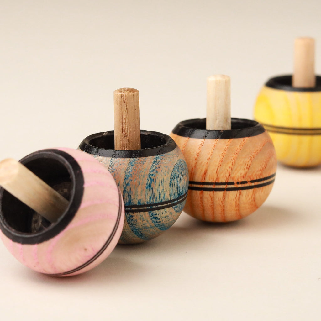 Upside-Down Wooden Spinning Top | Colors