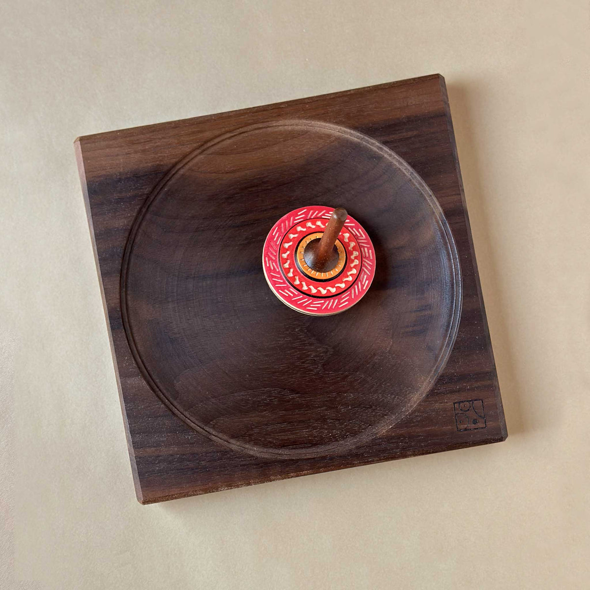 Medium Wooden Spinning Top Base | Walnut – pucciManuli